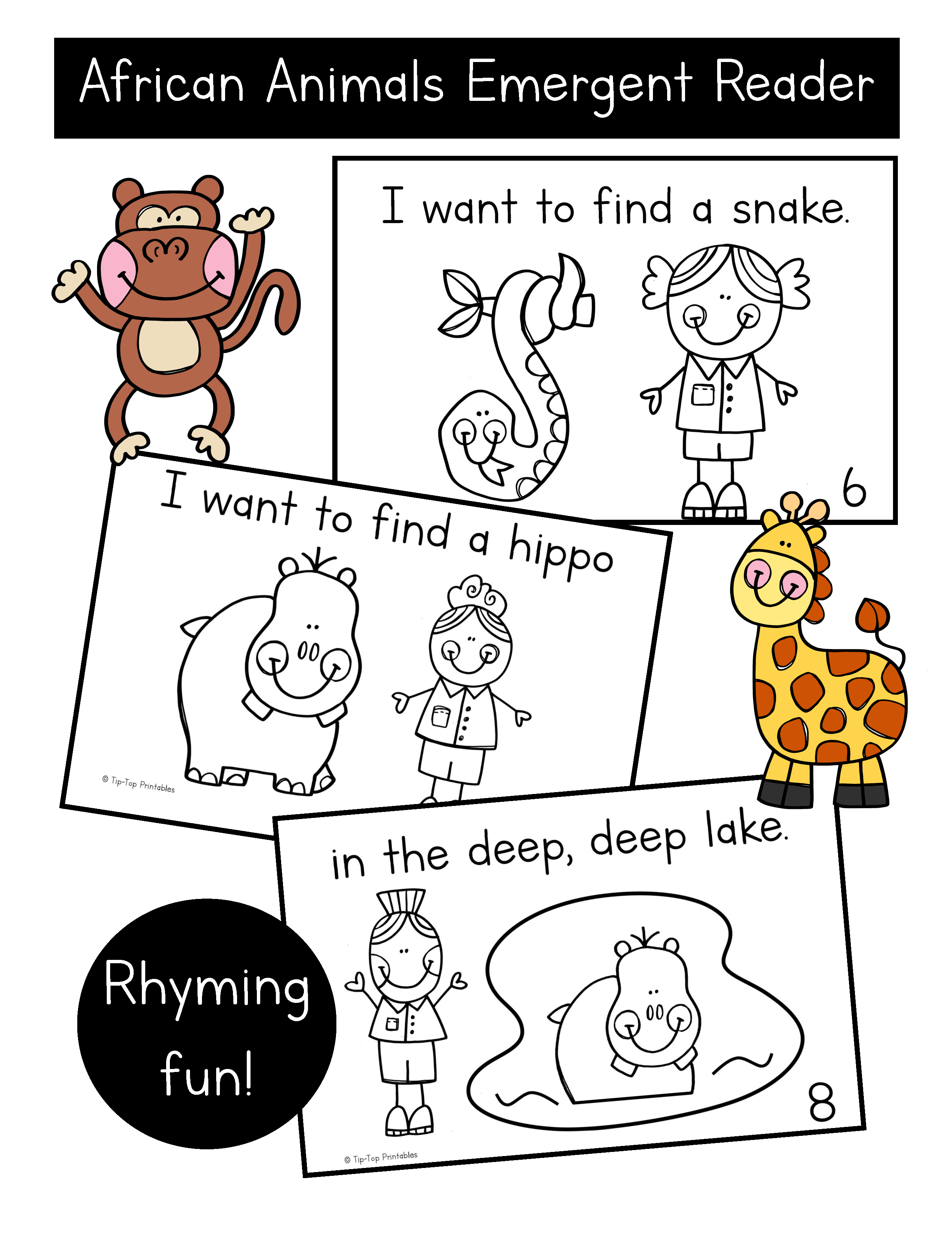 African Animals Emergent Reader – The Tip-Top Printables Shop