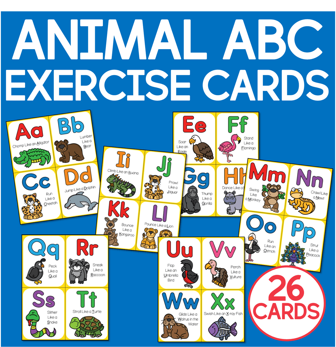 Animal Alphabet Exercise Cards – The Tip-Top Printables Shop