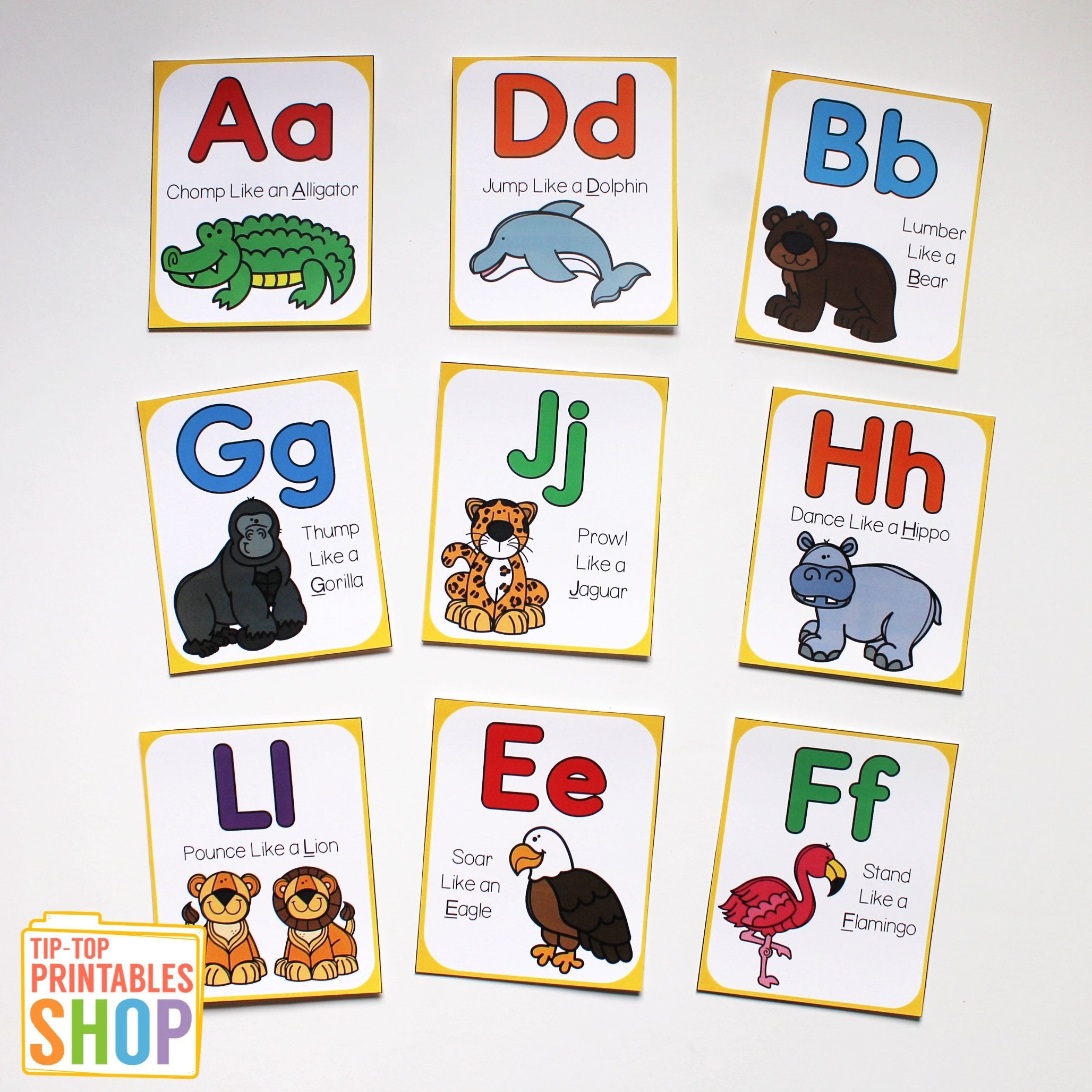 Animal Alphabet Exercise Cards – The Tip-Top Printables Shop