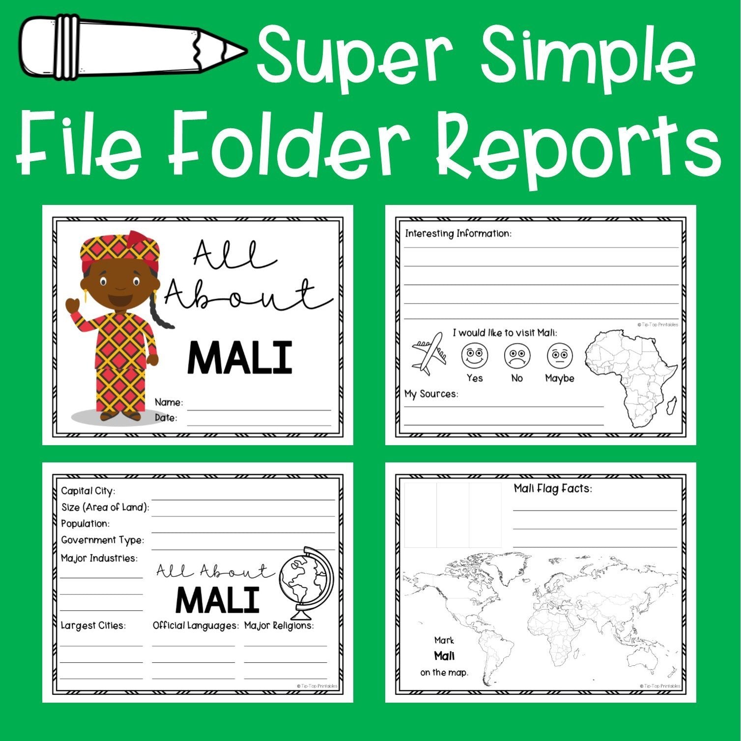 Country Report Forms: Africa – The Tip-Top Printables Shop