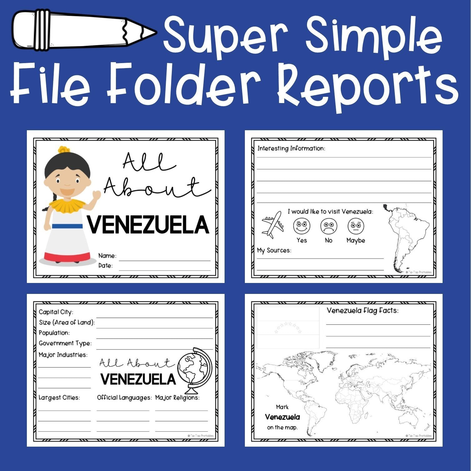 Country Report Forms: South America – The Tip-Top Printables Shop