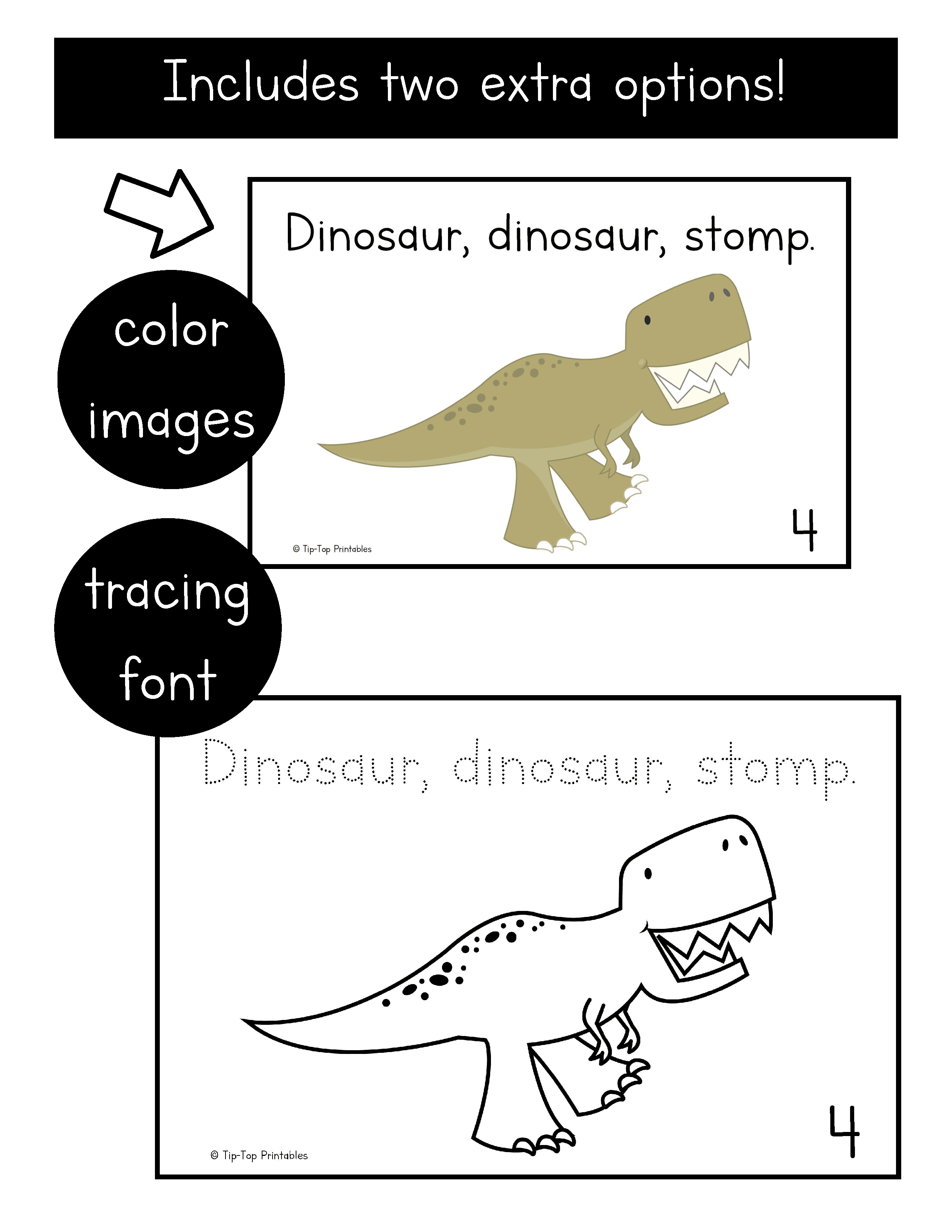 Dinosaur Emergent Reader – The Tip-Top Printables Shop