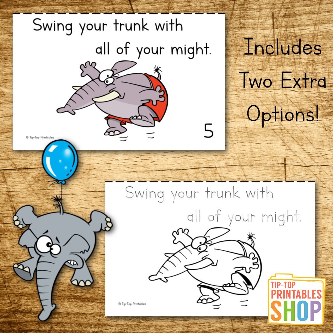 Elephant Emergent Reader – The Tip-Top Printables Shop