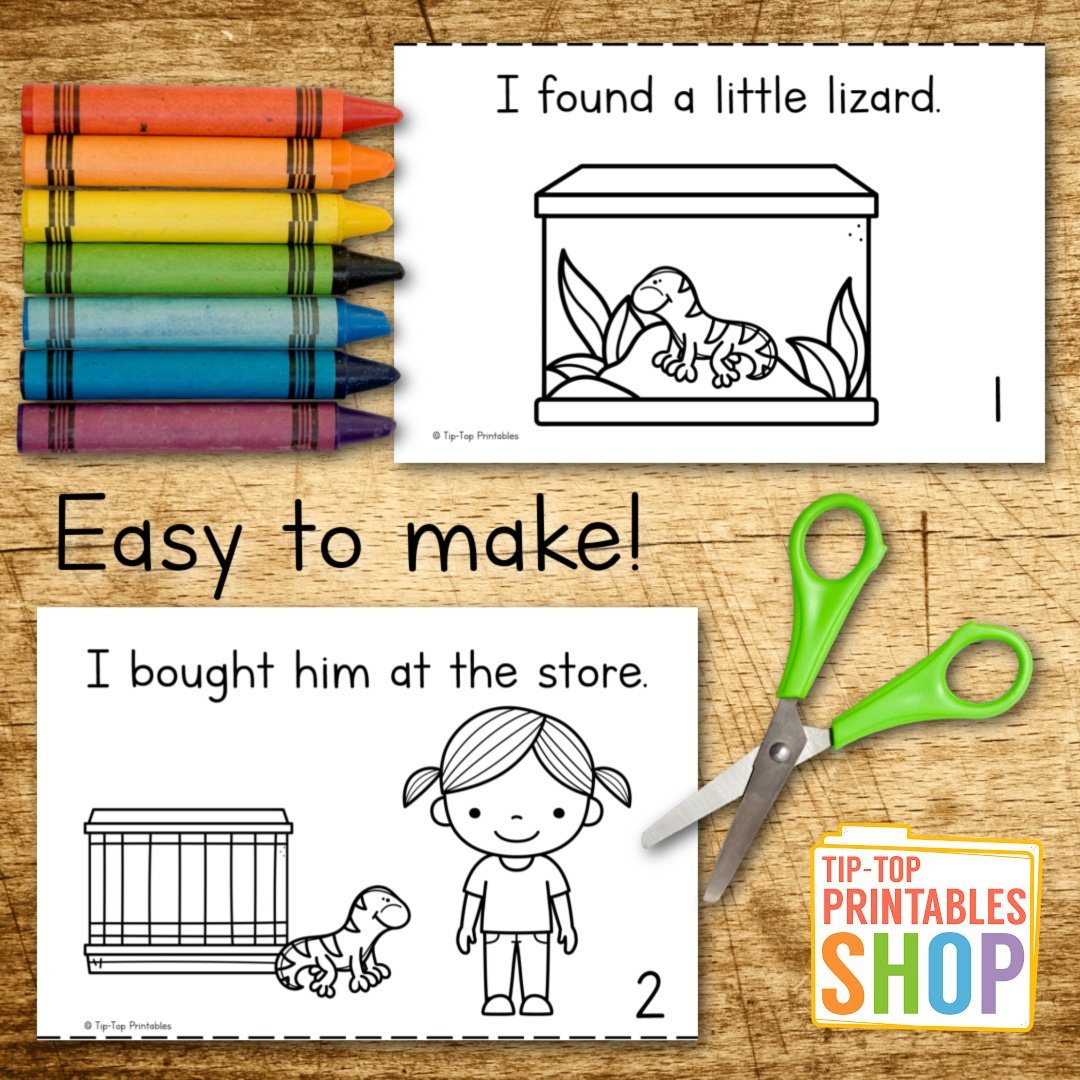 Lizard Emergent Reader – The Tip-Top Printables Shop