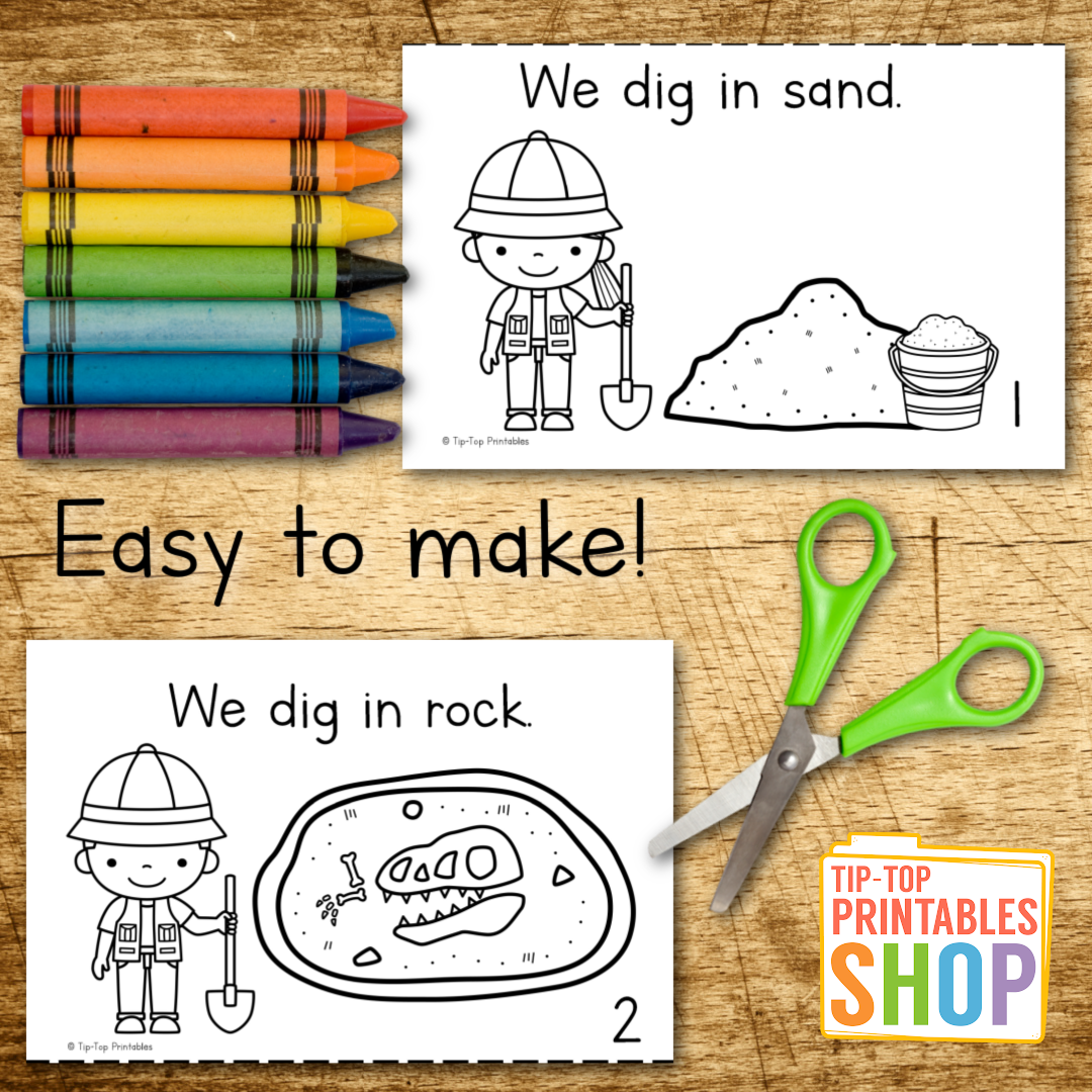 Paleontologist Emergent Reader – The Tip-Top Printables Shop