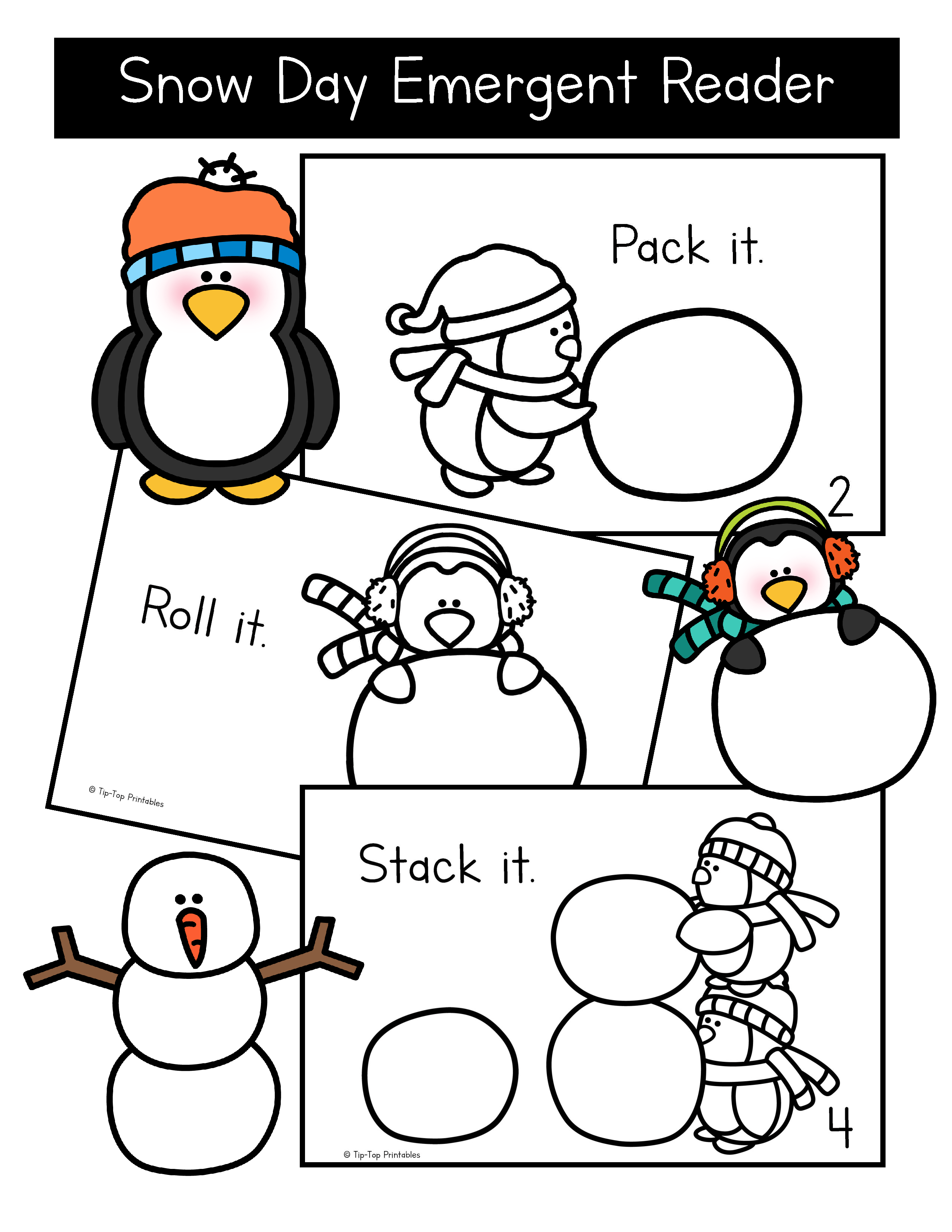 Snow Emergent Reader – The Tip-Top Printables Shop
