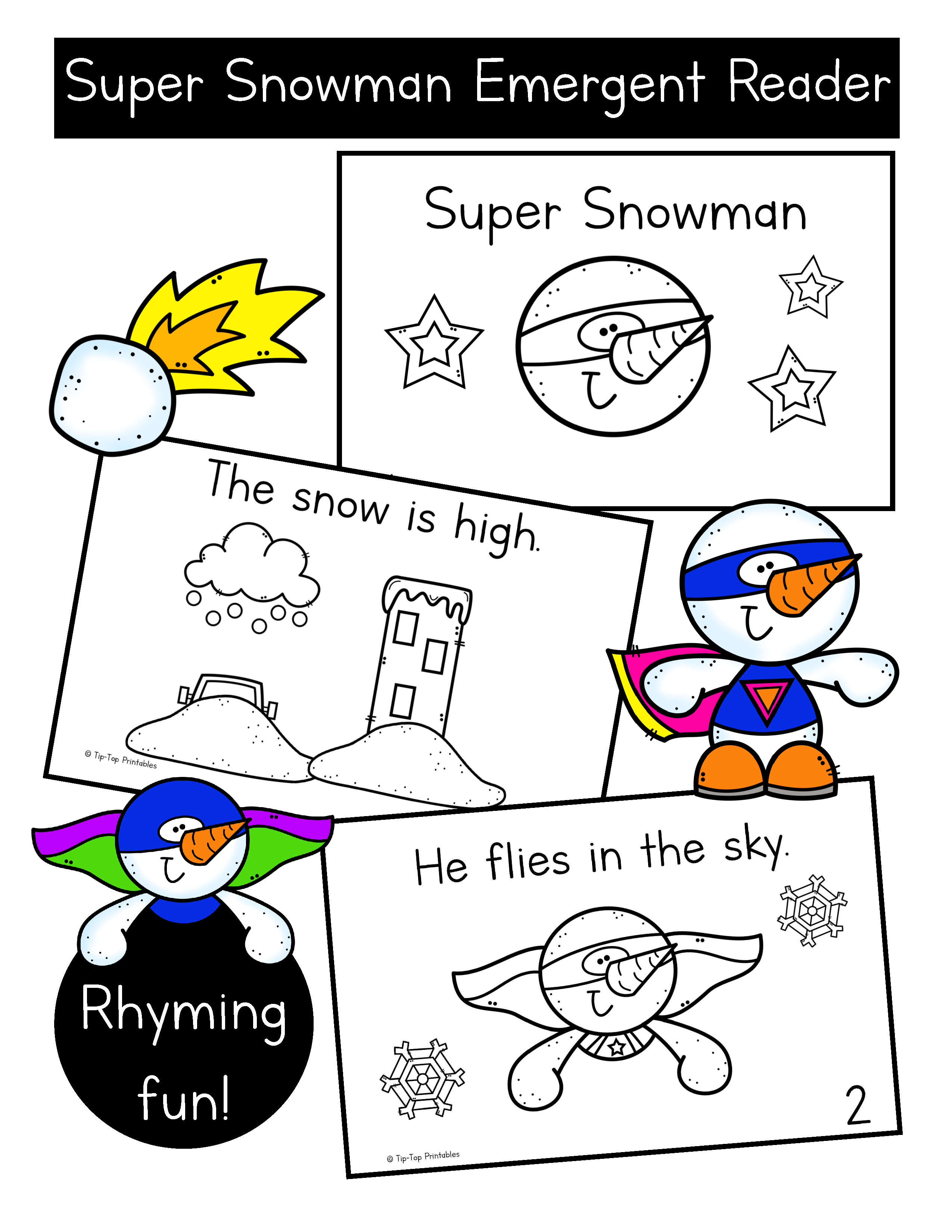 Snowman Emergent Reader – The Tip-Top Printables Shop