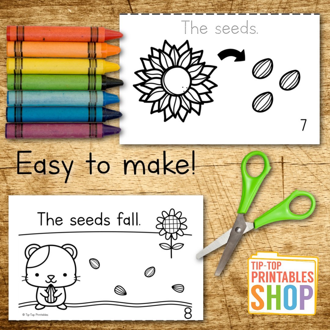 Sunflower Life Cycle Emergent Reader – The Tip-Top Printables Shop