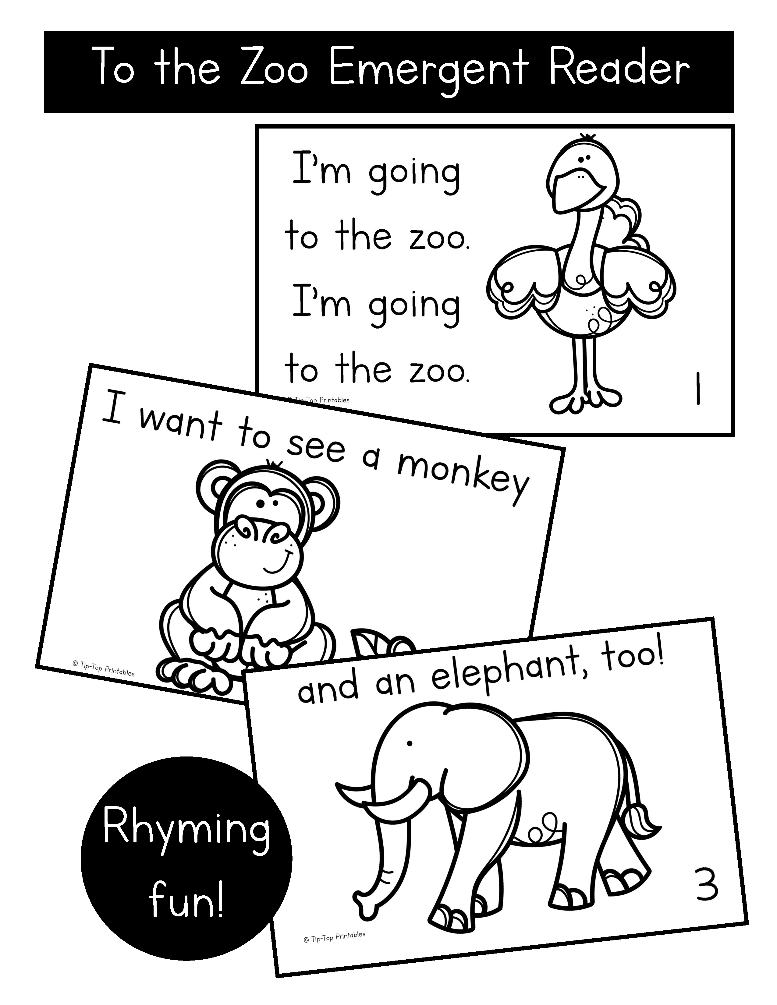 Zoo Emergent Reader – The Tip-Top Printables Shop