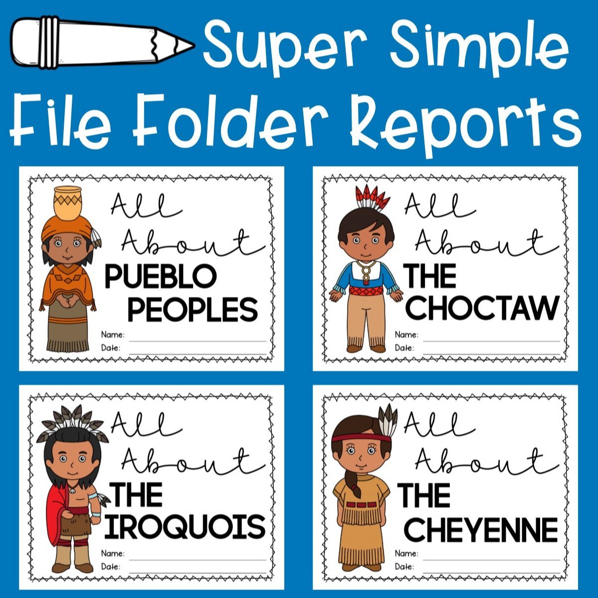 American Indians File Folder Reports – The Tip-Top Printables Shop