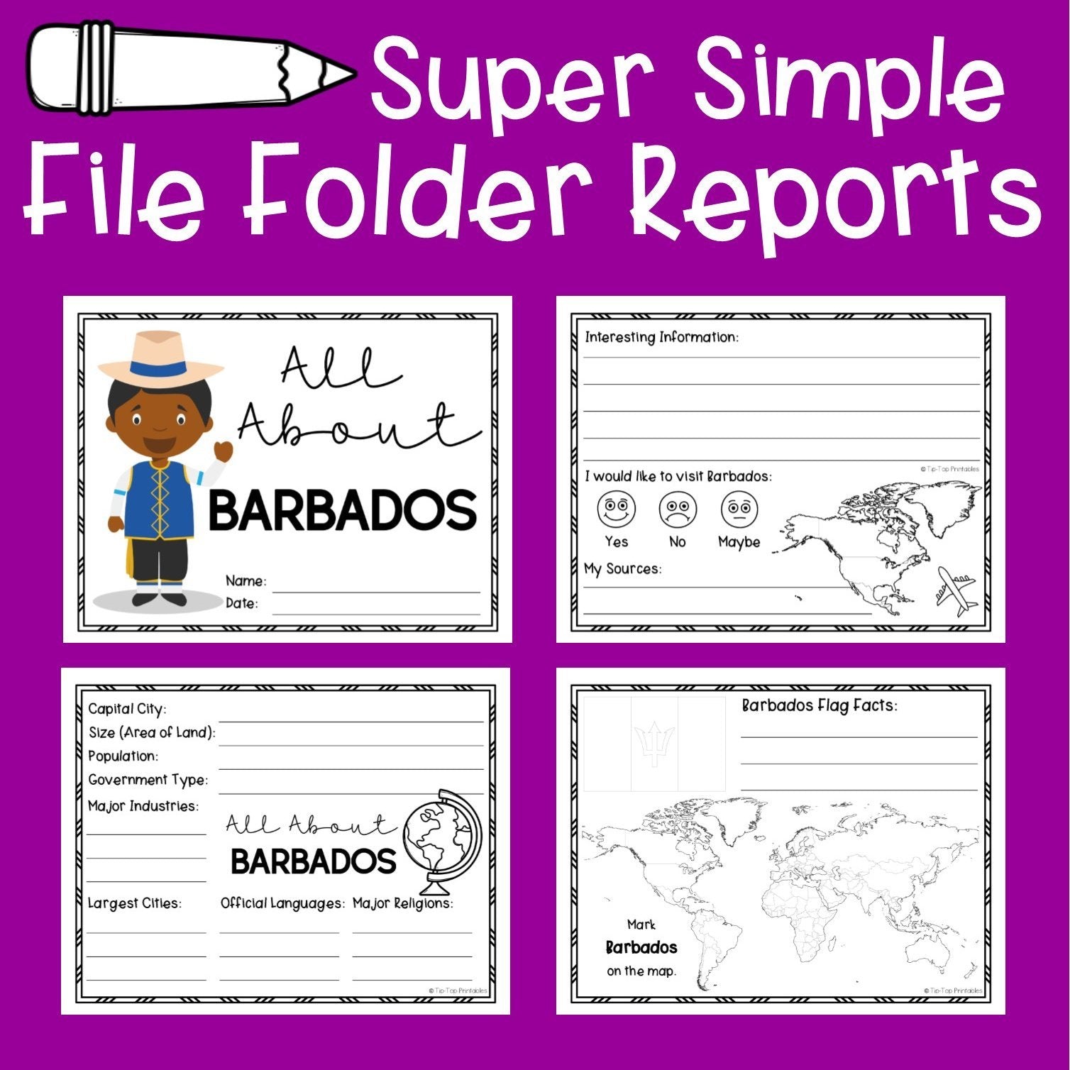 Country Report Forms: North America – The Tip-Top Printables Shop