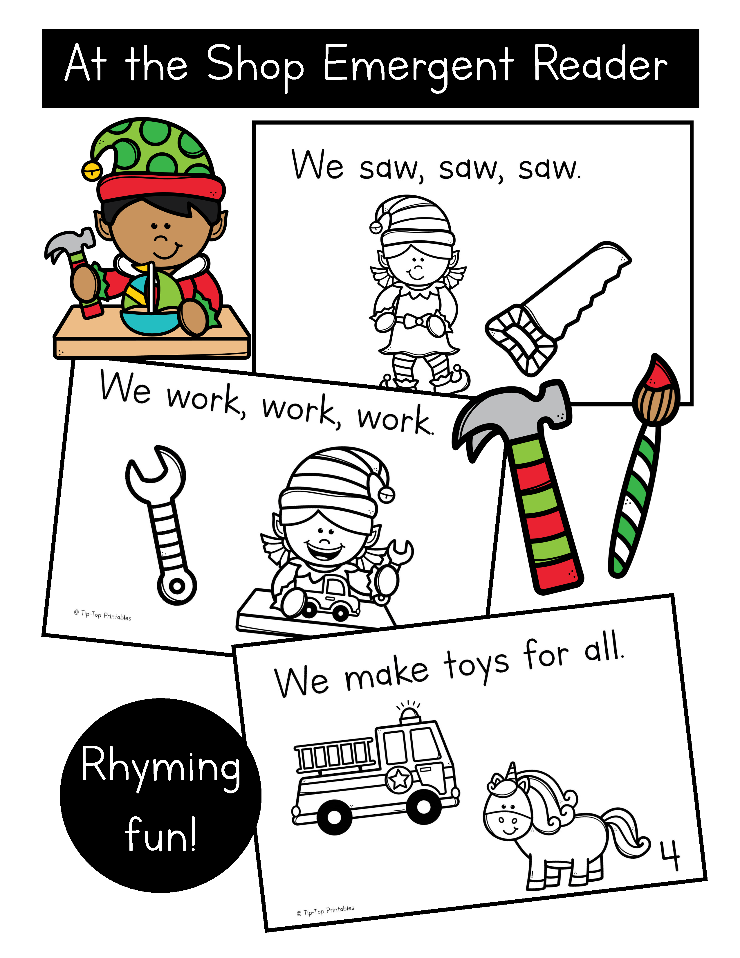 Santa's Workshop Emergent Reader – The Tip-Top Printables Shop