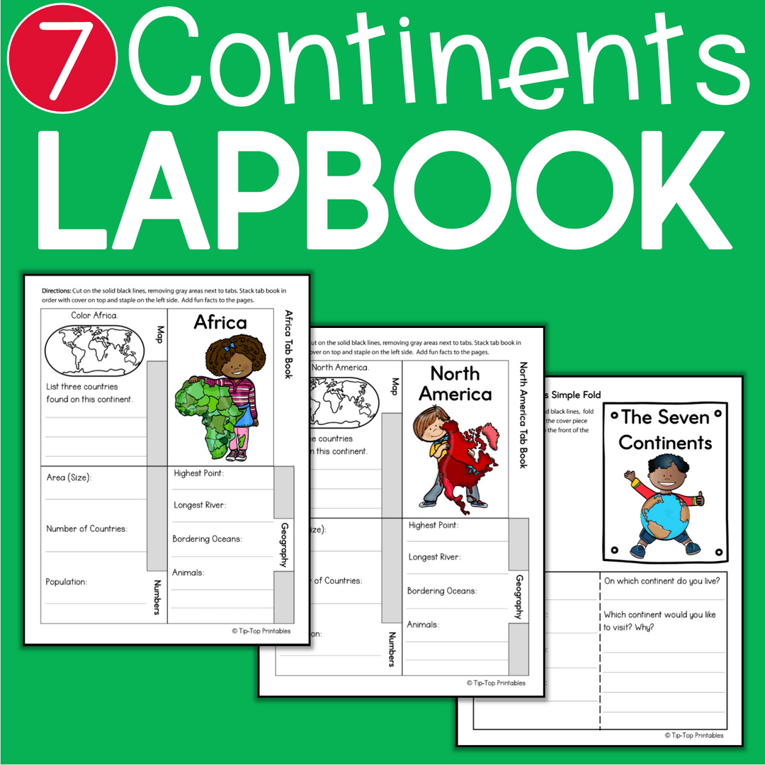 Seven Continents Lapbook#N#– The Tip-Top Printables Shop