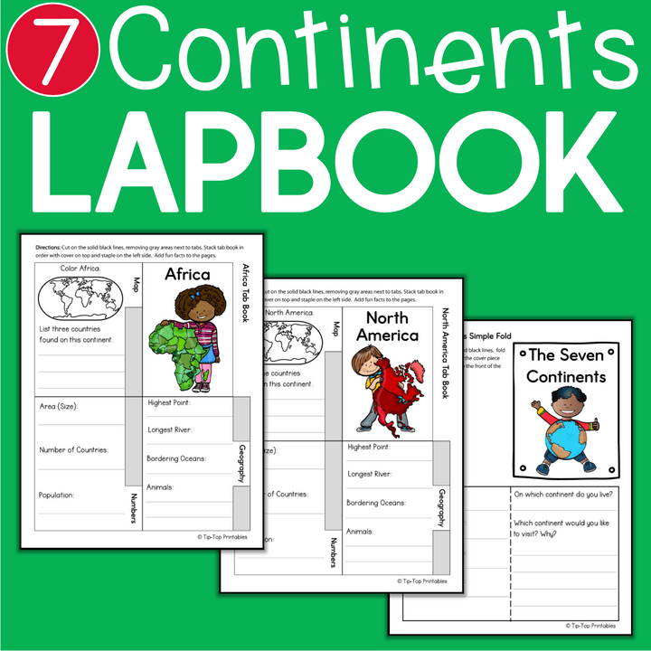 Seven Continents Lapbook – The Tip-Top Printables Shop